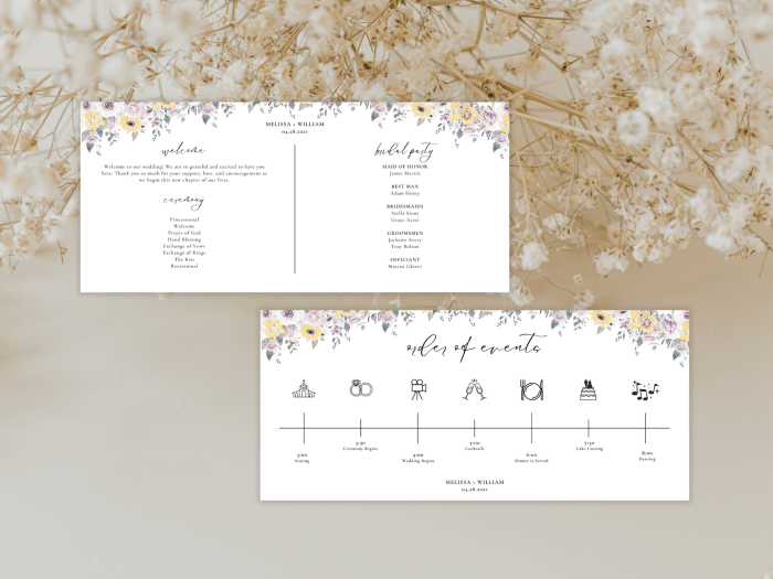 French Mustard Yellow And Lavender Program Card (Slimmed) - Plan In Love