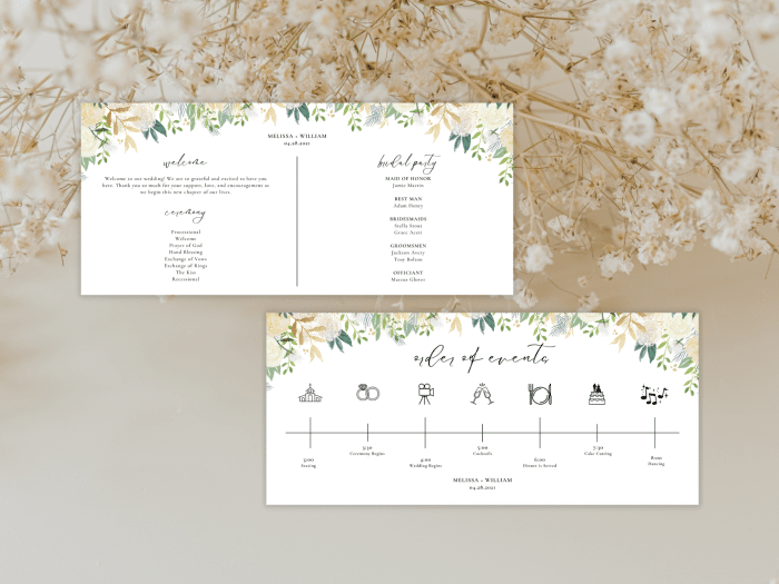 Modern Sage Green and Gold Wedding Program Card (Slimmed) - Plan In Love