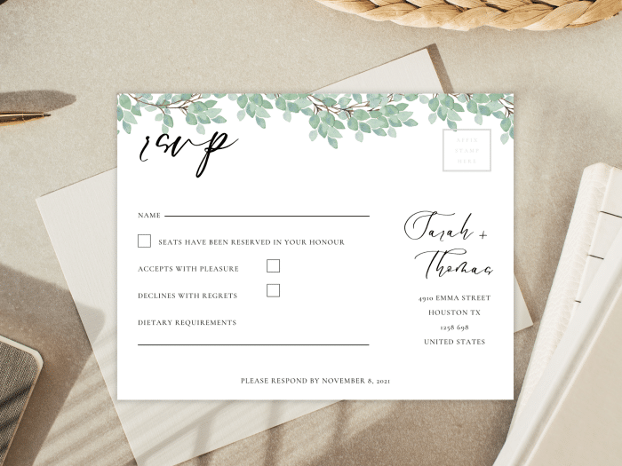 Rustic Modern Eucalyptus Greenery Wedding RSVP Card - Plan In Love