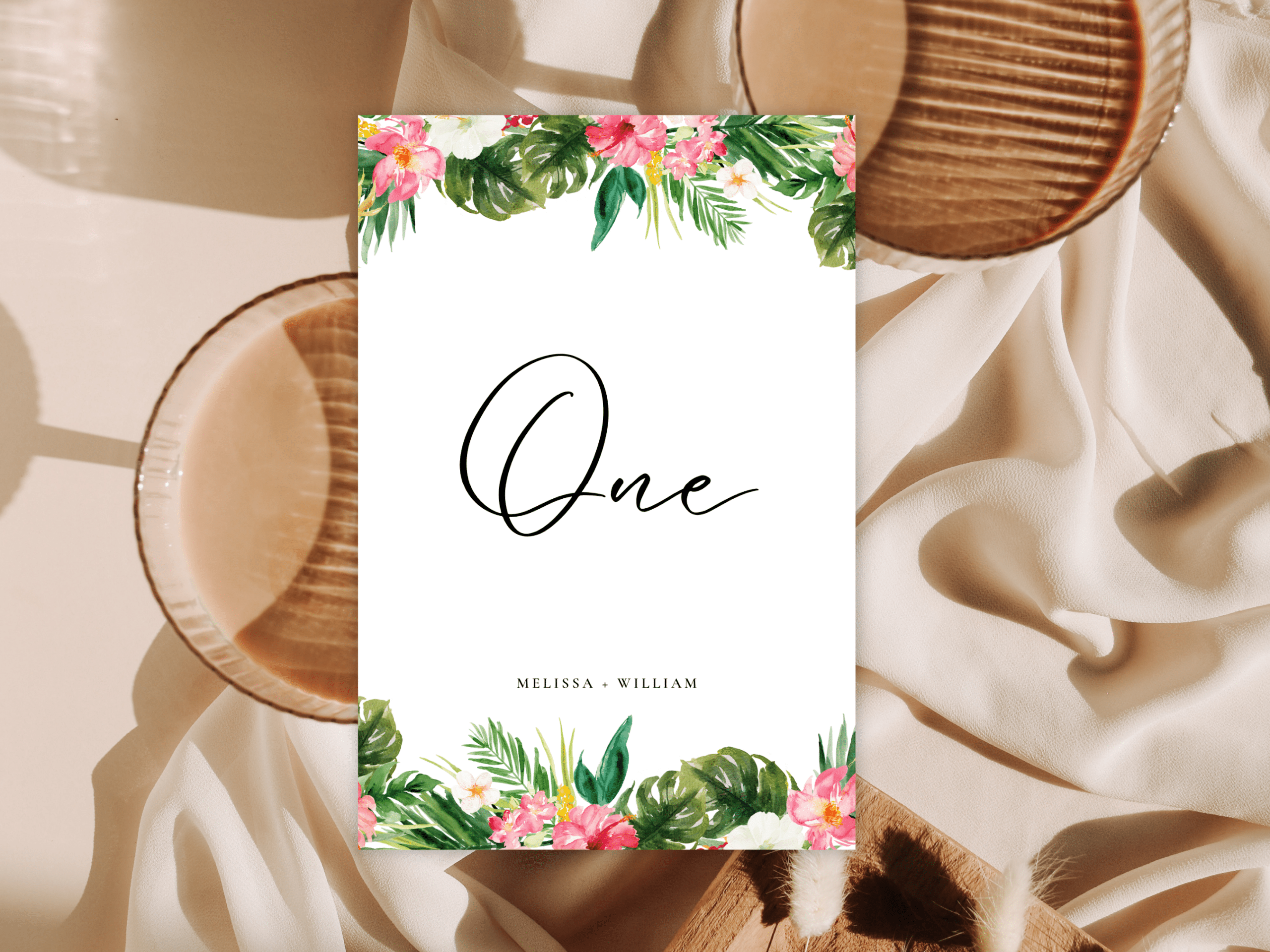 Tropical Beach Wedding Table Number (Words) Stationery - Plan In Love