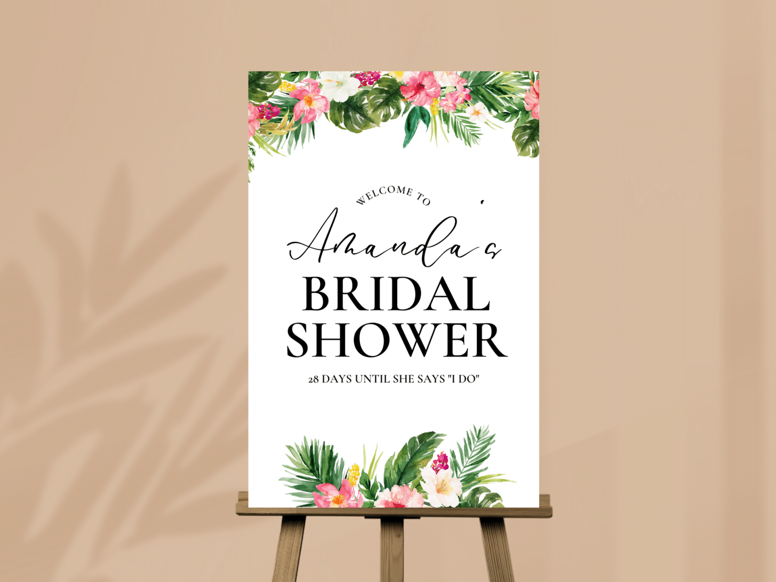 Tropical Beach Wedding Bridal Shower Welcome Sign - Plan In Love